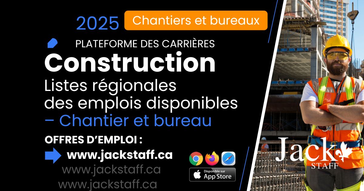 Offres d’emploi en construction par région | Bâtiment, génie civil et ...